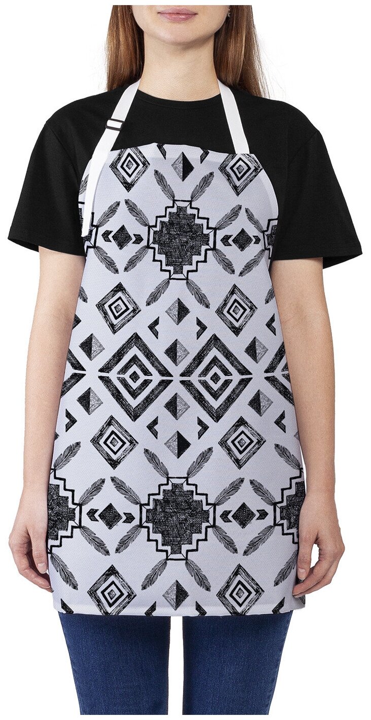 Фартук для кухни тканевый "Рисунки ацтеков" / водоотталкивающий, универсальный размер , JoyArty