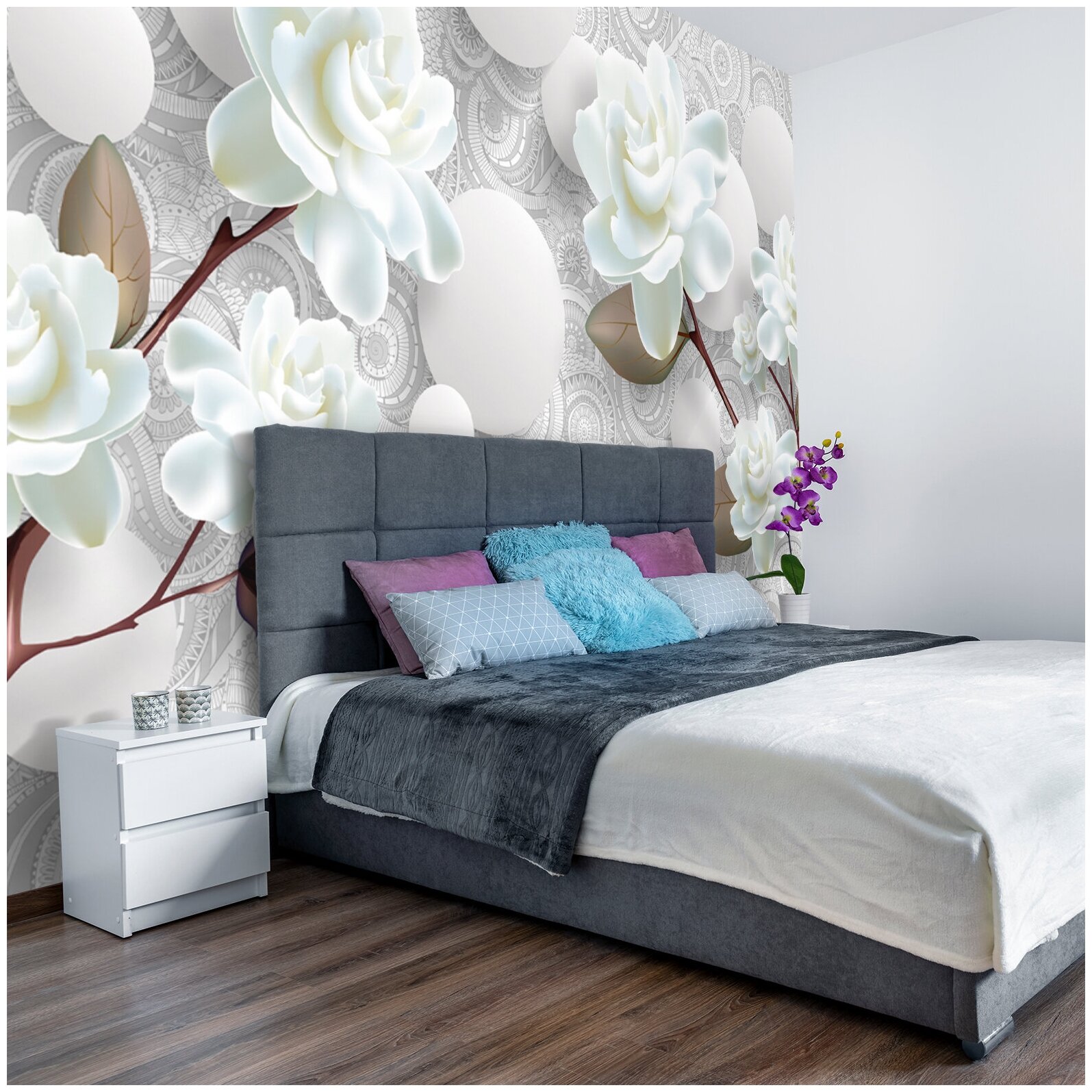 Фотообои / флизелиновые обои 3D розы на ажурном полотне 4,08 x 2,7 м