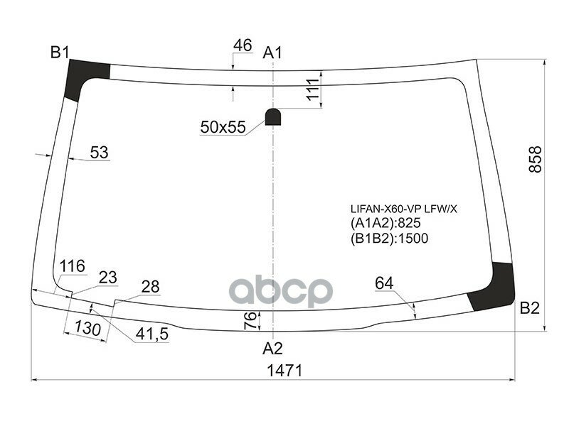 Стекло лобовое Lifan X60 12-22 XYG арт. LIFAN-X60-VP LFW/X