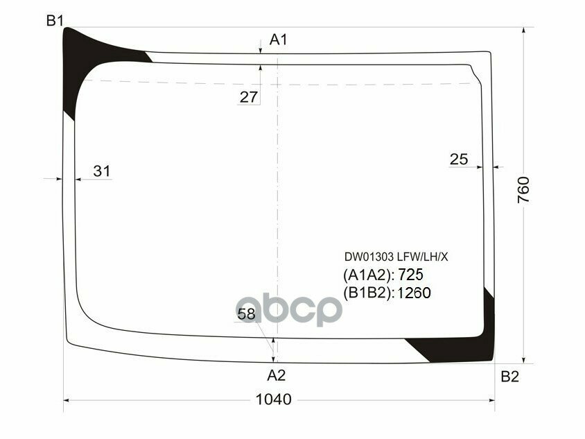 Стекло лобовое (Левое) Freightliner Century Class 97- / Columbia 97- XYG арт. DW01303 LFW/LH/X