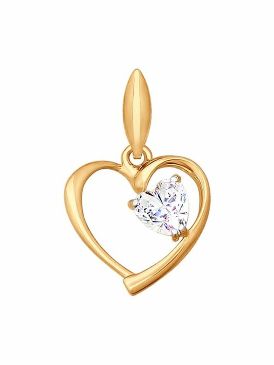 Подвеска, красное золото, 375 проба, фианит