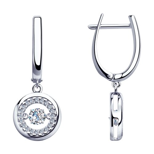 Серьги с подвесками, серебро, 925 проба, Swarovski Zirconia