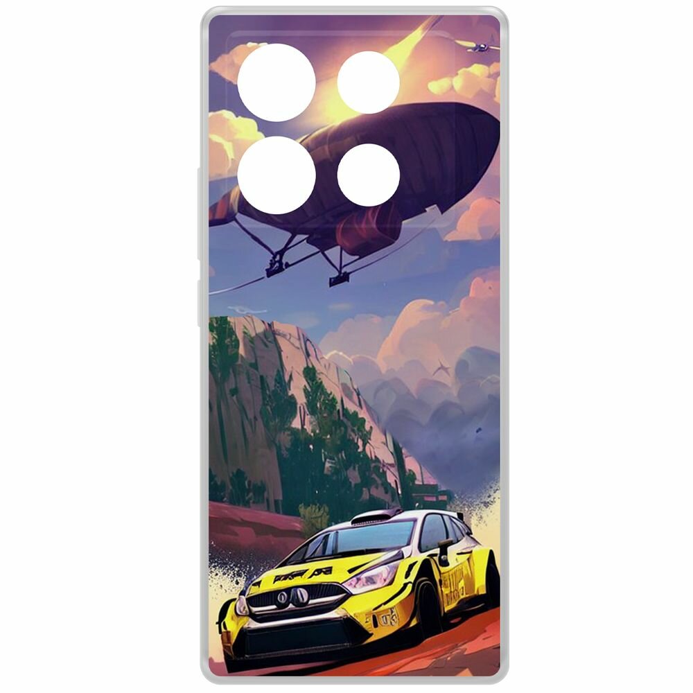 Чехол-накладка Krutoff Clear Case Гонка для INFINIX Note 40, с рисунком, термопластичный полиуретан (TPU)