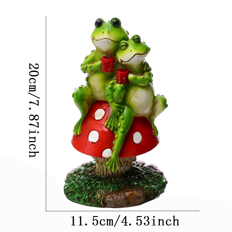 Статуя сада с лягушками, сидящими на грибе, декоративное украшение из смолы, микро-ландшафтная скульптура