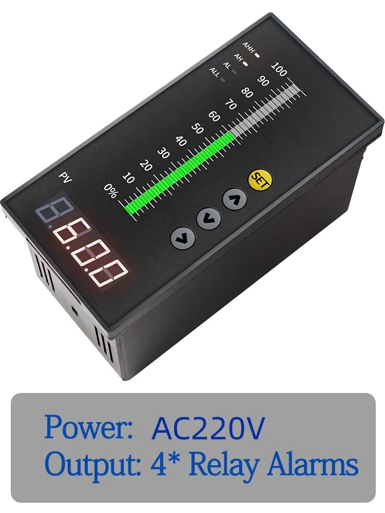 AC220V ЖК-цифровой дисплей Индикатор уровня жидкости Система контроля уровня Output 4 relays