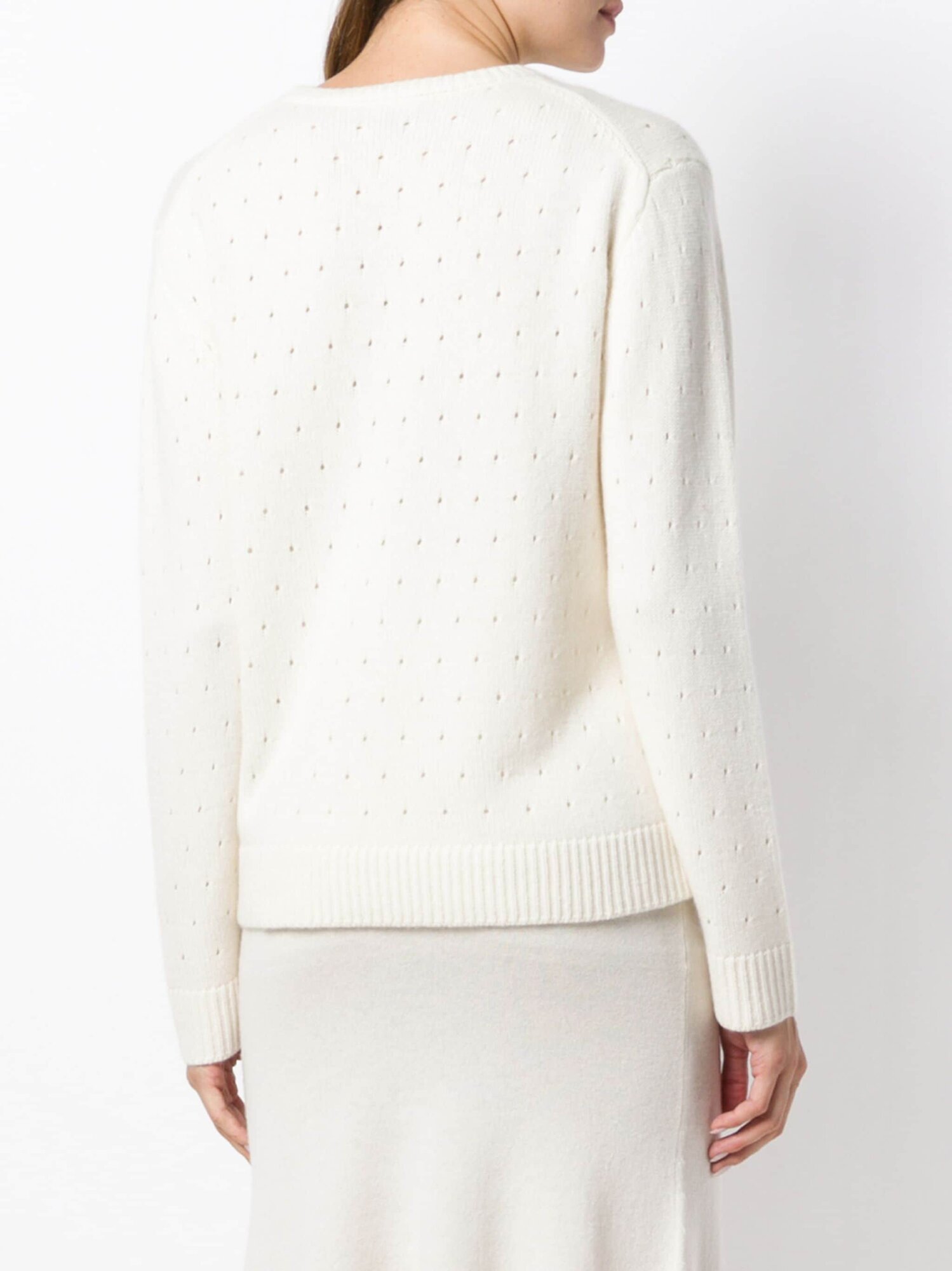 Джемпер Cashmere in love Cashmere perforated pattern jumper, размер 44, бежевый/белый — фото 1