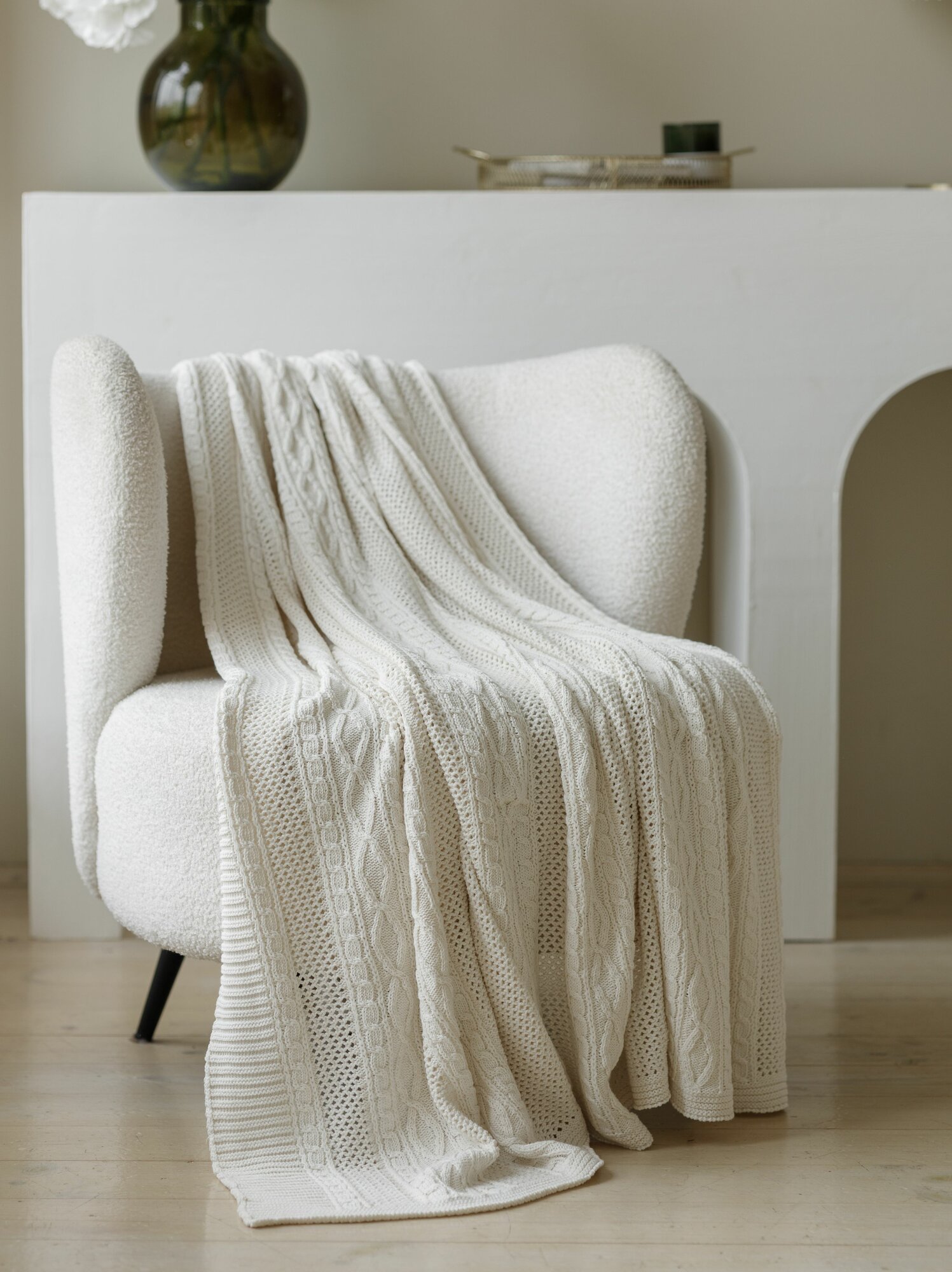 Вязаный плед для дома "Decade Home" 2-х спальный, хлопок, 200*220