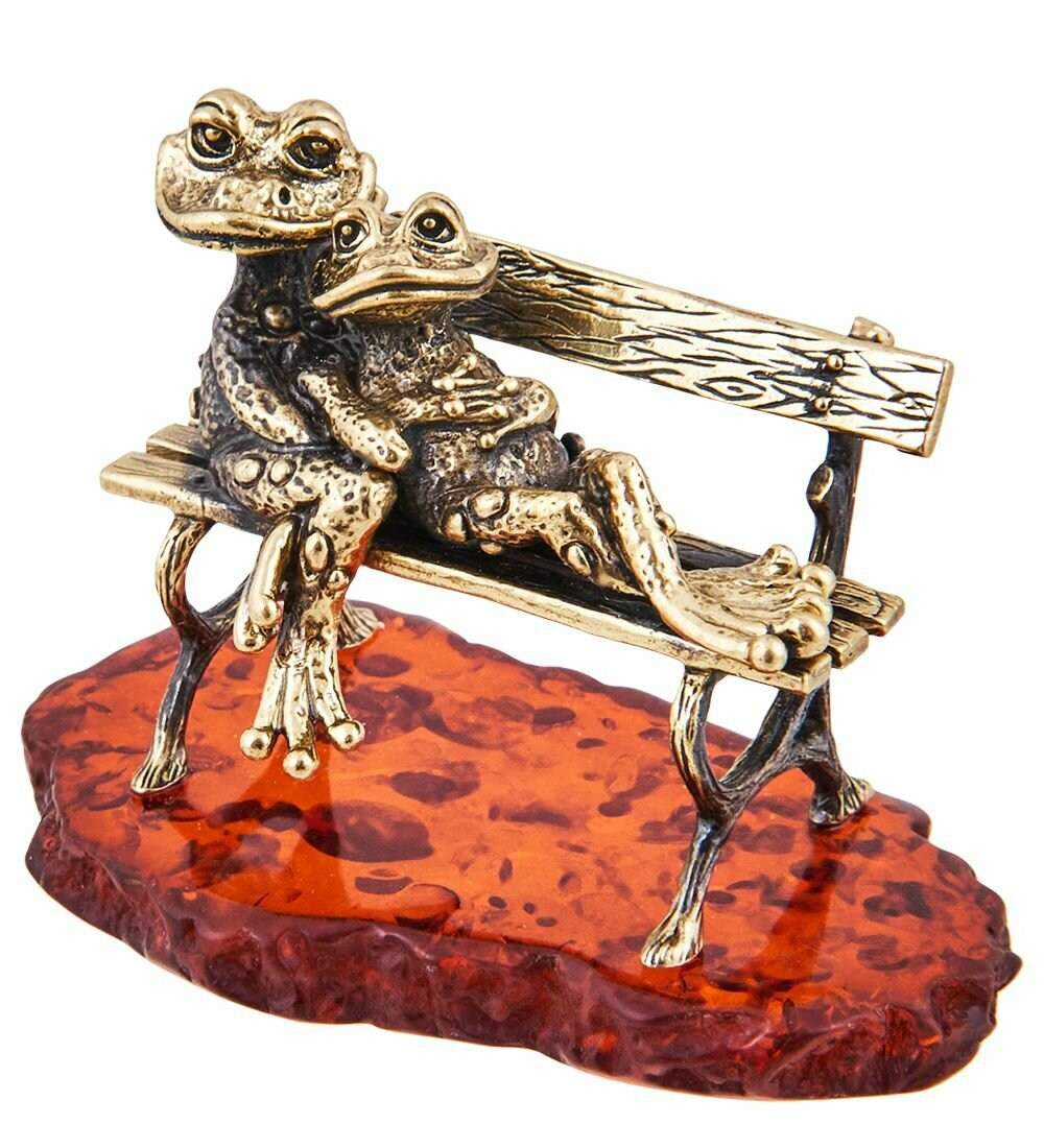 Фигурка 'Лягушки Романтика' (латунь, янтарь)