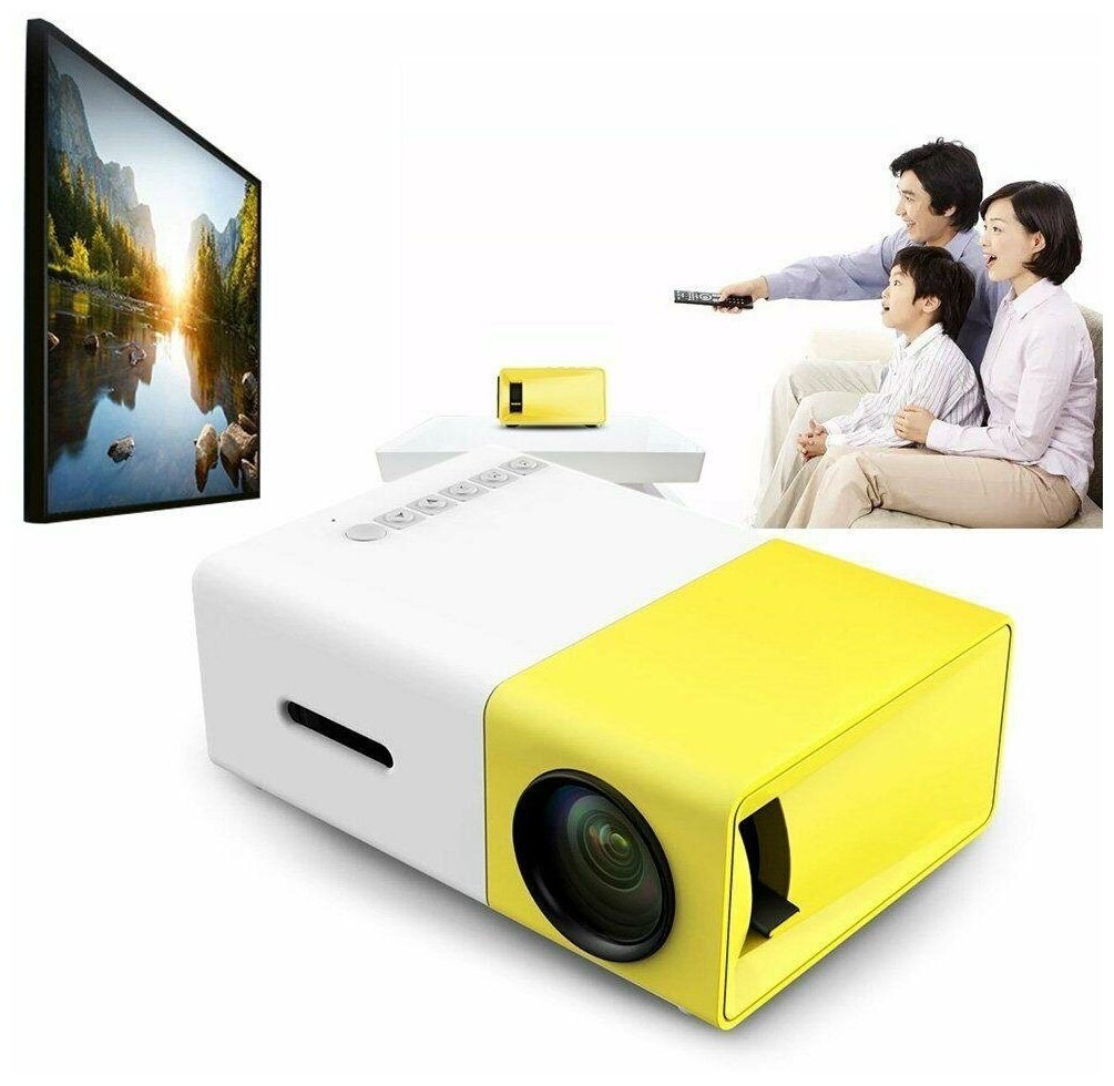 Проектор YG-300, LED, для дома, портативный, до 30 000 ч, 32 дюйма