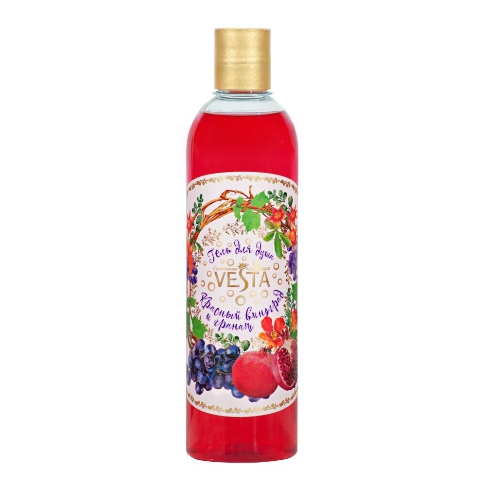 Гель для душа VESTA "Солнечная коллекция", Красный виноград и гранат, 500 мл