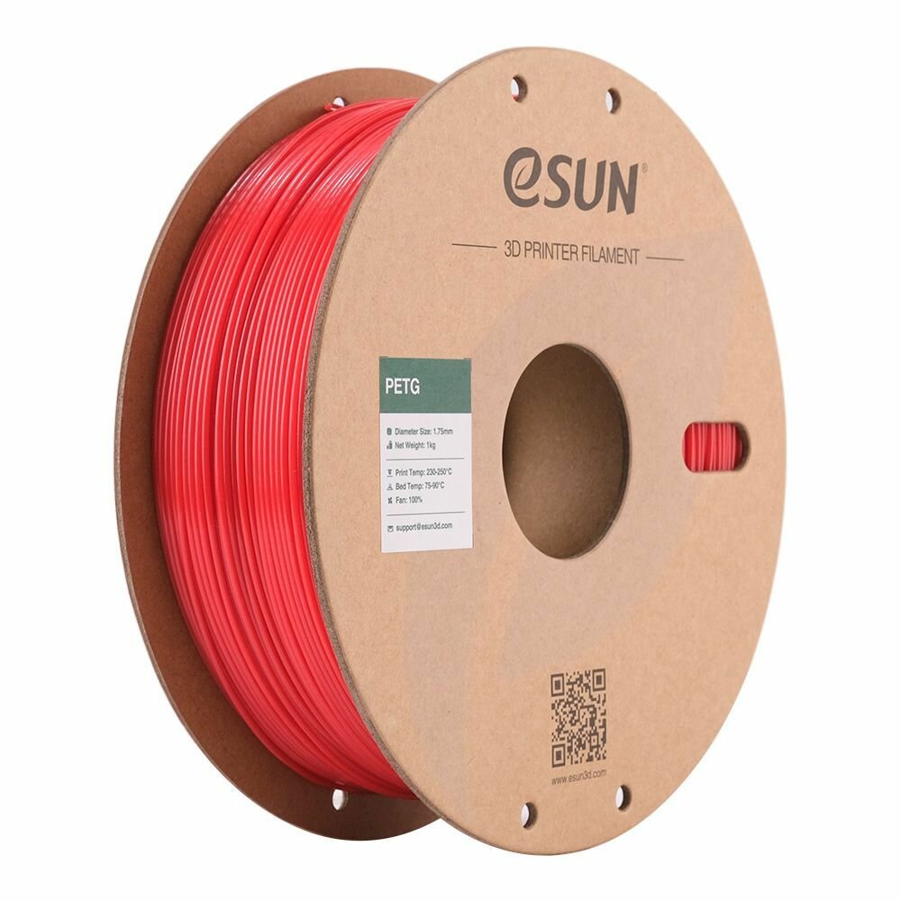 Катушка PETG-пластика ESUN 1.75 мм, 1 кг, непрозрачный красный