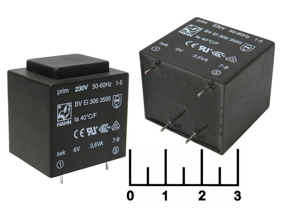 Трансформатор 6V 0.6A BVEI 306 3595