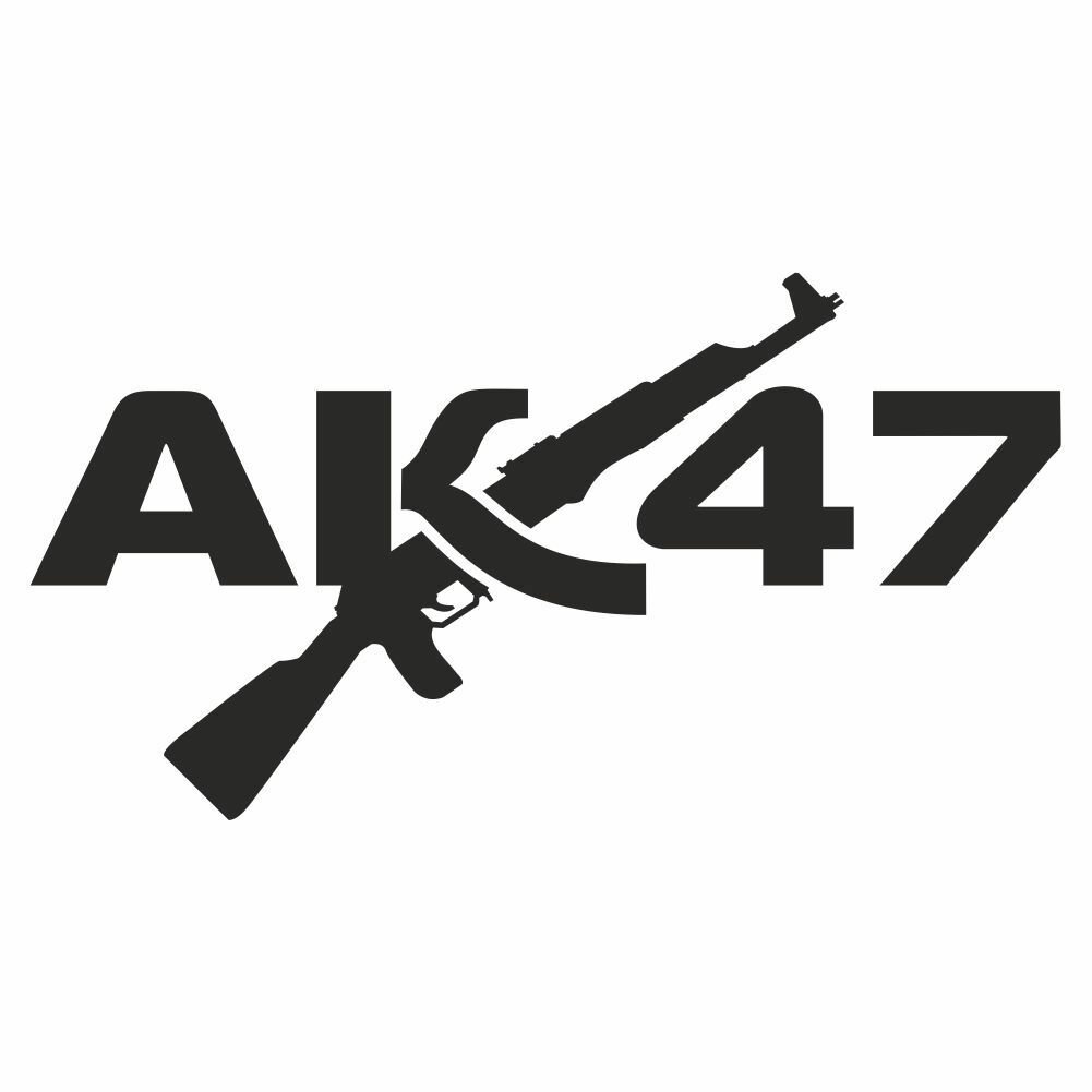 Наклейка "АК 47" 300х150мм, плоттер, черная, Арт рэйсинг