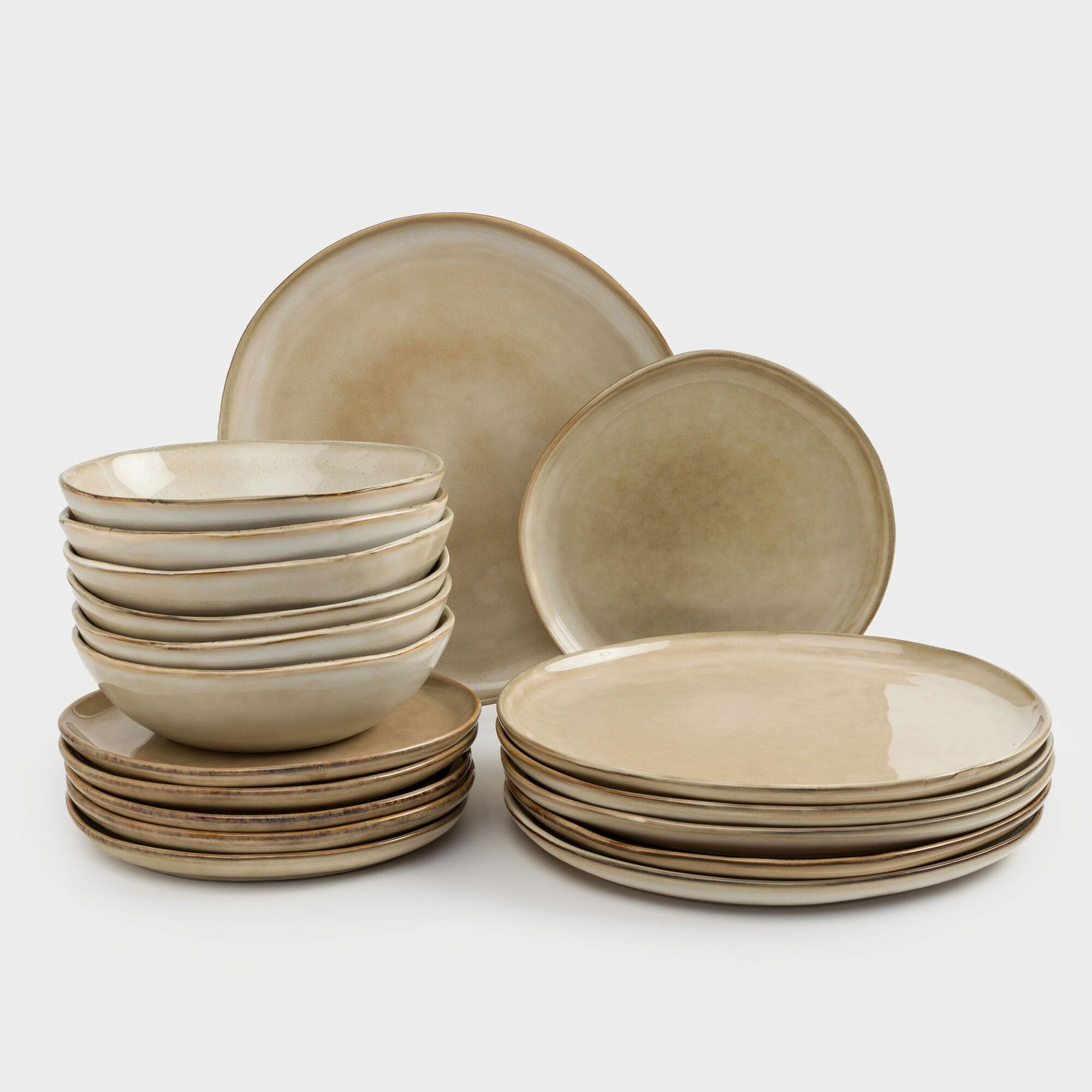 Сервиз обеденный, 6 перс, 18 пр, керамика, бежевый, Burgos