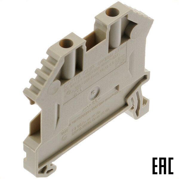 Клемма SRK2,5/2ABG винтовая арт.17100.2 бежевая 2,5мм2 24А 1000В ширина 5мм (Conta-Clip) (10 шт. в комплекте)