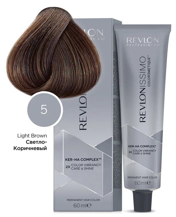 Краска для волос Revlon Professional Coloring Hair Revlonissimo Colorsmetique High CoverAge (HC) Color Shine, Стойкий перманентный краситель. Перманентный Краситель для Окрашивания Волос с высоким и Очень высоким Процентом Седины, HC5