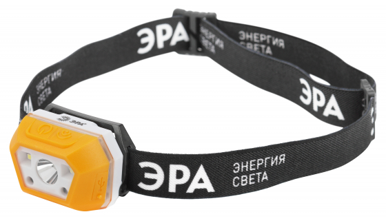 Фонарь налобный светодиодный ЭРА Практик GA-810 аккумуляторный сенсорный micro-USB, 3Вт Б0052318 / на голову