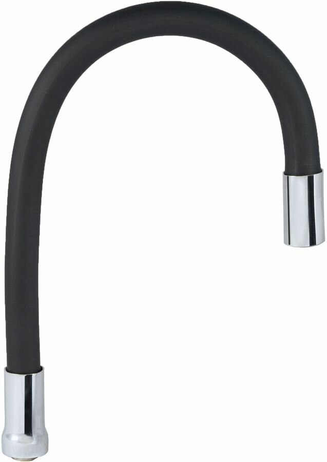 Гибкий излив VIKO V-0362 в силиконовой оболочке для кухонного смесителя, гусак, носик на кран Вико, нержавеющая сталь, с накидной гайкой, длинный 50 см, черный