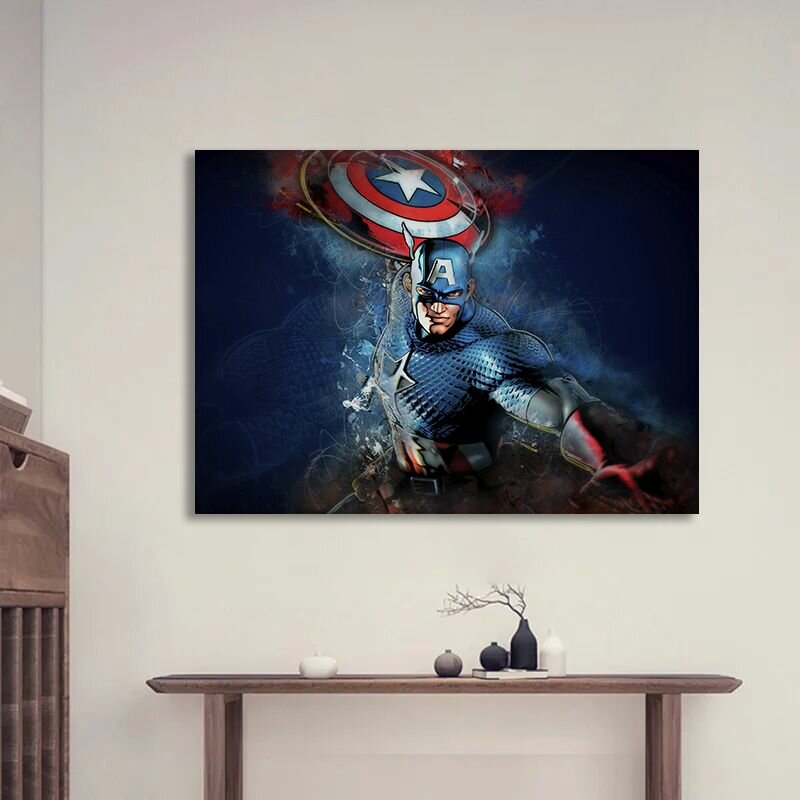 Картина Капитан Америка от ВсеКартины. тут, на холсте, на подрамнике, поп-арт, 20x30 см