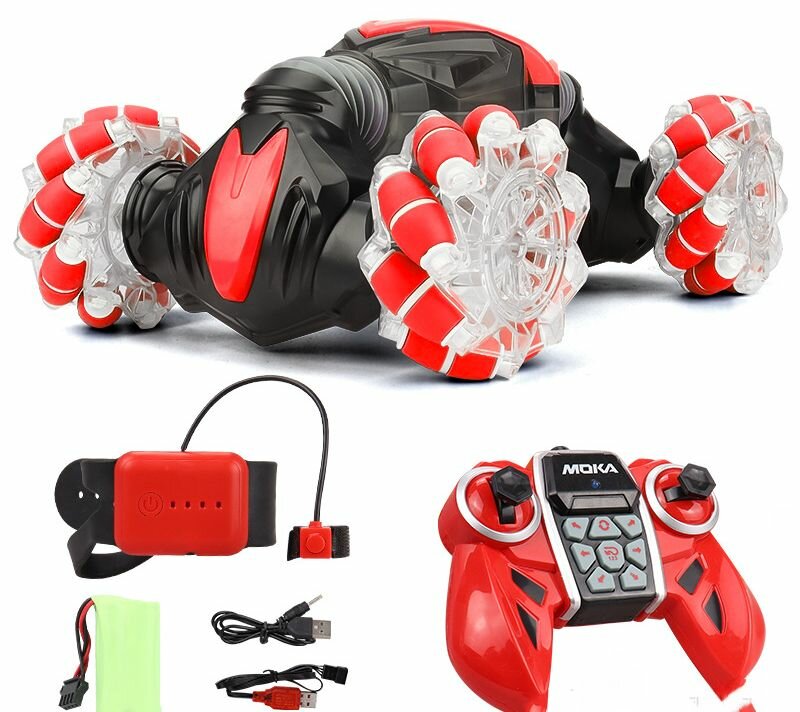 Дрифт Машинка STUNT CAR, голубая, черная, радиоуправляемая/ Трюковая машинка, со световыми эффектами Крупнейший