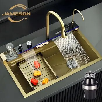 Мойка для кухни JAMESON Многофункциональный с Измельчитель бытовых отходов, индикатором температуры, краном для мойки чашек/очистки воды, автоматическим контролем слива и т. д.