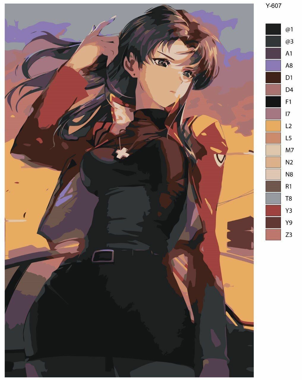 Картина по номерам Y-607 "Аниме Евангелион. Мисато Кацураги" 70x110