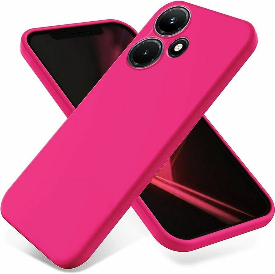 Силиконовая накладка Silky soft-touch для Infinix Hot 30I ярко-розовый