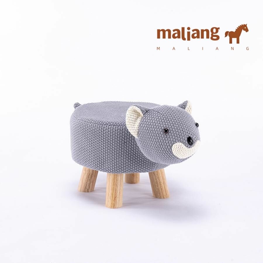 Стульчик для обуви MaLiang "Барашек", для дачи, универсальный, береза/велюр, светло-серый, 40см x 23см x 28см