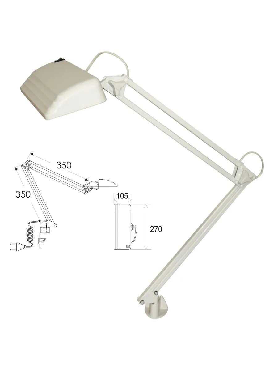 Настольная лампа светильник Дельта П-С32 на струбцине светодиодная 12Вт 1200Лм белый трансвит