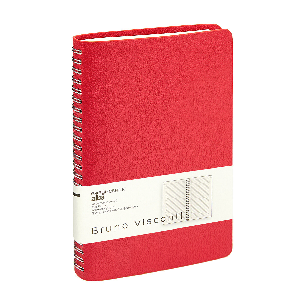 Ежедневник Bruno Visconti недатированный А5 (134 х 214 мм) "ALBA" (красный)