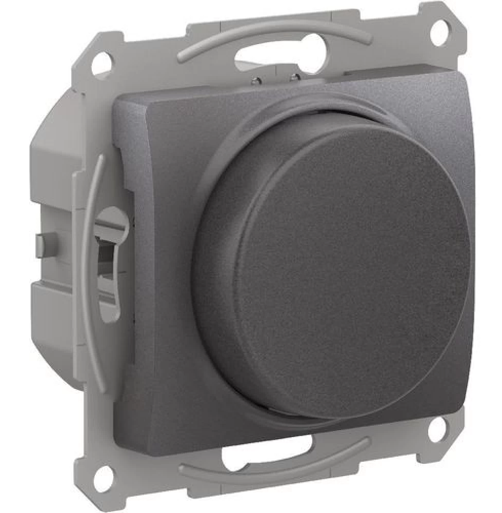 Диммер Systeme Electric / Систем Электрик Glossa поворотно-нажимной, LED RC графит, мощностью 400Вт / электрика