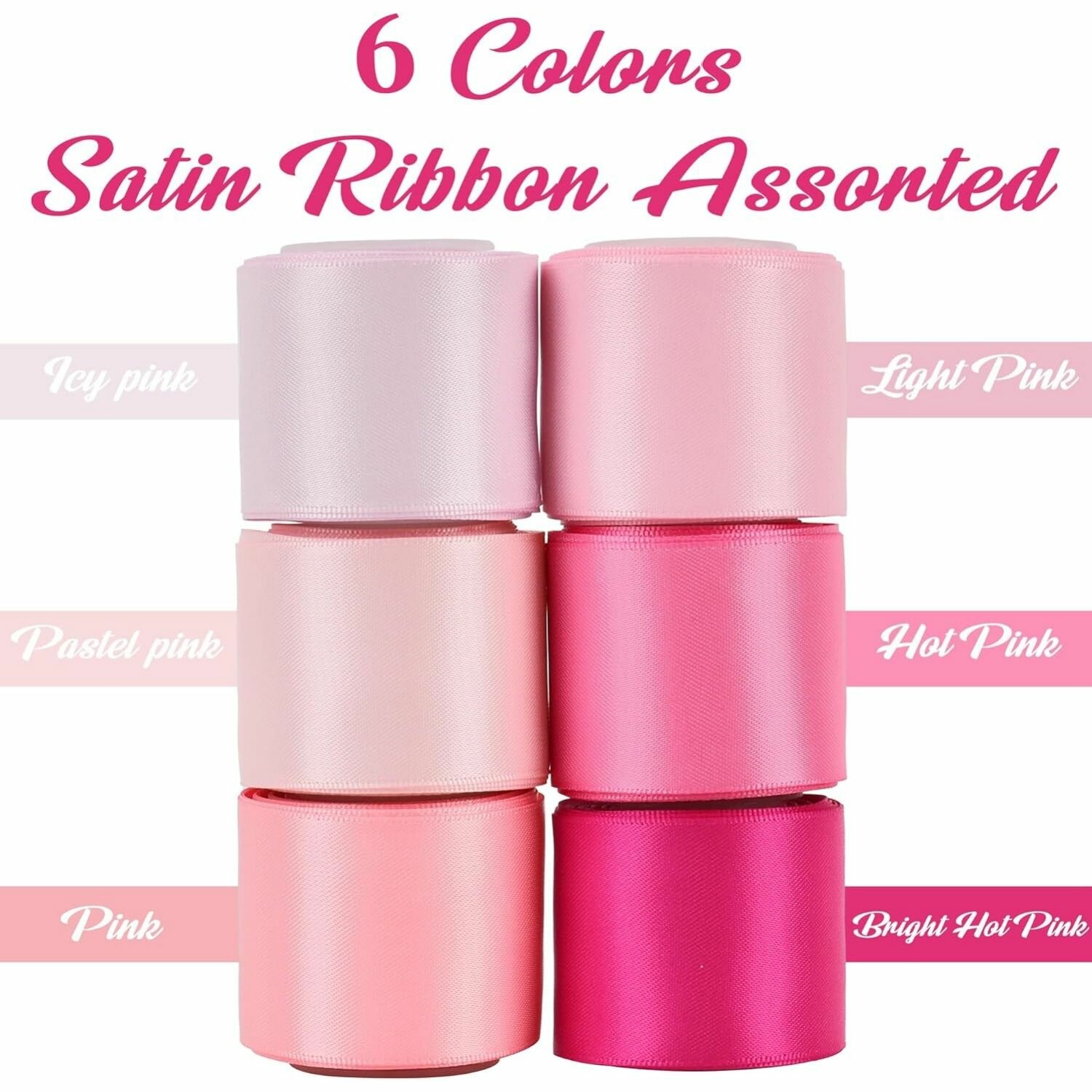 6 Рулонов 1,57 дюйма х 5 ярдов разноцветной атласной ленты для упаковки свадебных букетов цветов, подарочных бантов для волос, поделок, декора Рождественской Пасхальной вечеринки, всего 30 ярдов