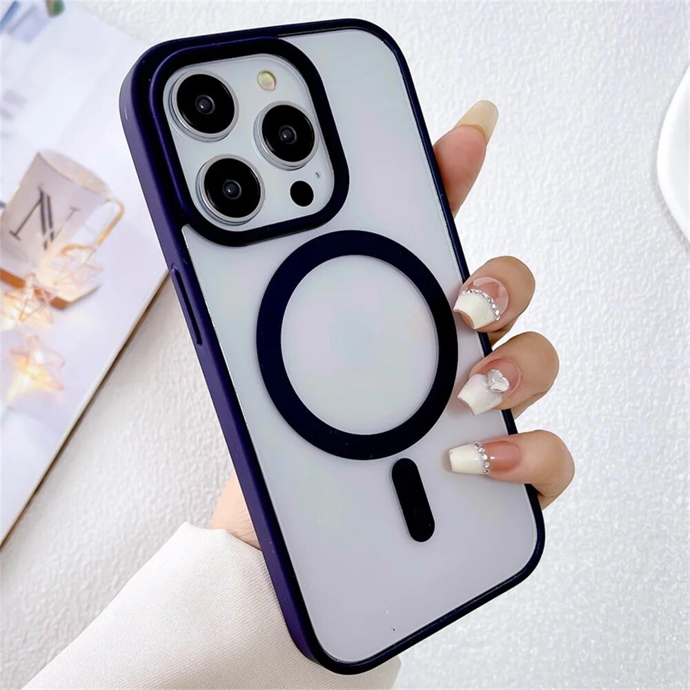 Оригинальный магнитный матовый чехол для Magsafe для iPhone 17, Air 16, 15, 14, 13, 12, 11 Pro Max Mini Plus SE, прозрачный чехол с беспроводной зарядкой