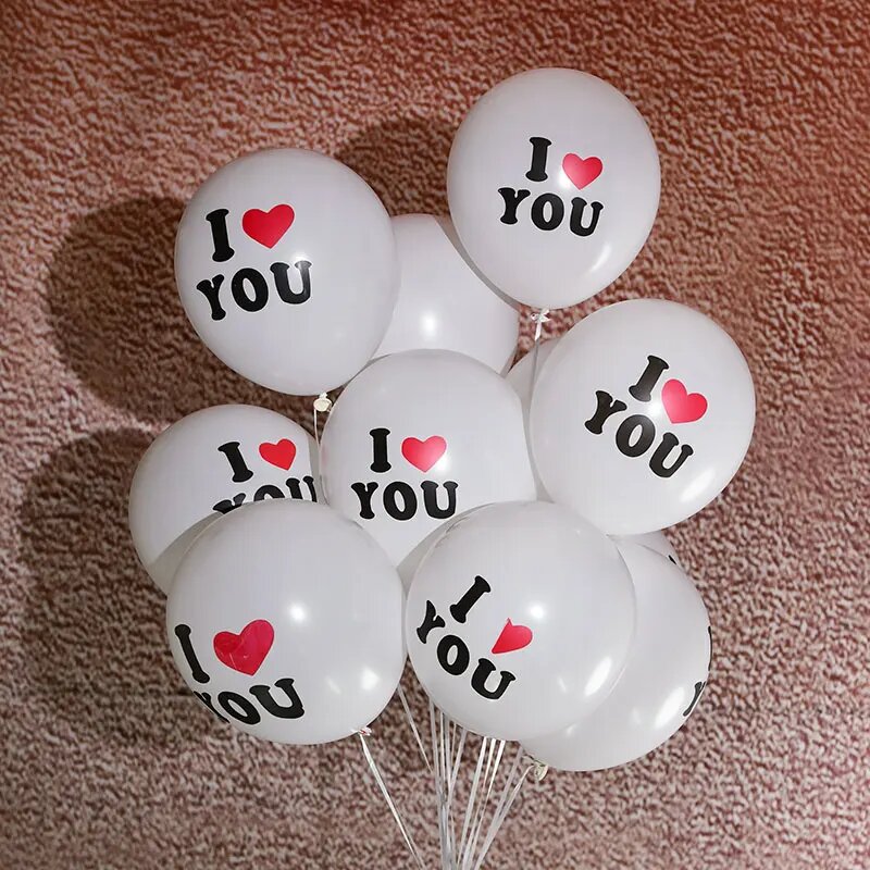 Шары "I LOVE YOU", белые, 10 шт, 12 дюймов