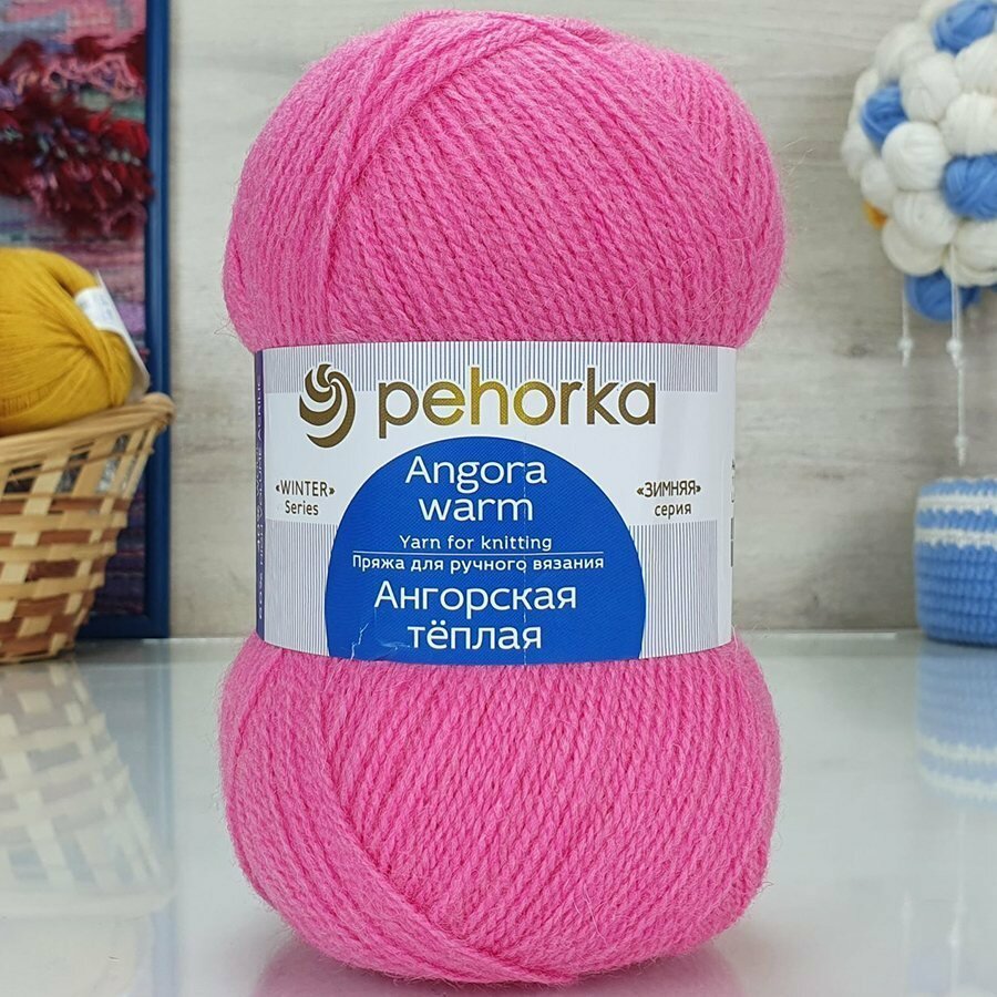 Пряжа Пехорка ангорская теплая 11 яр. розовый (5 мотков)