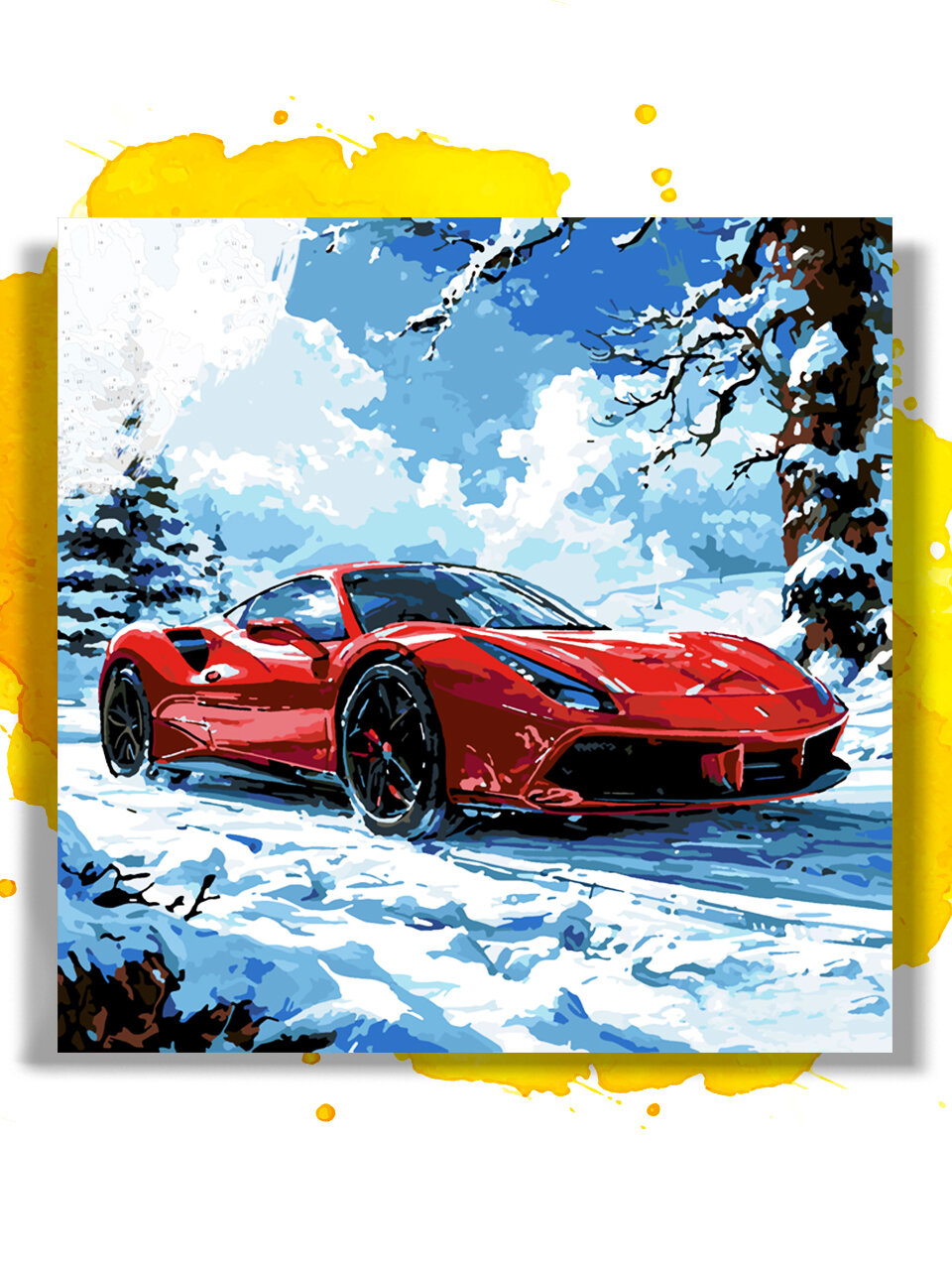 Картина по номерам на холсте Ferrari 488 GTB, 50 х 50 см