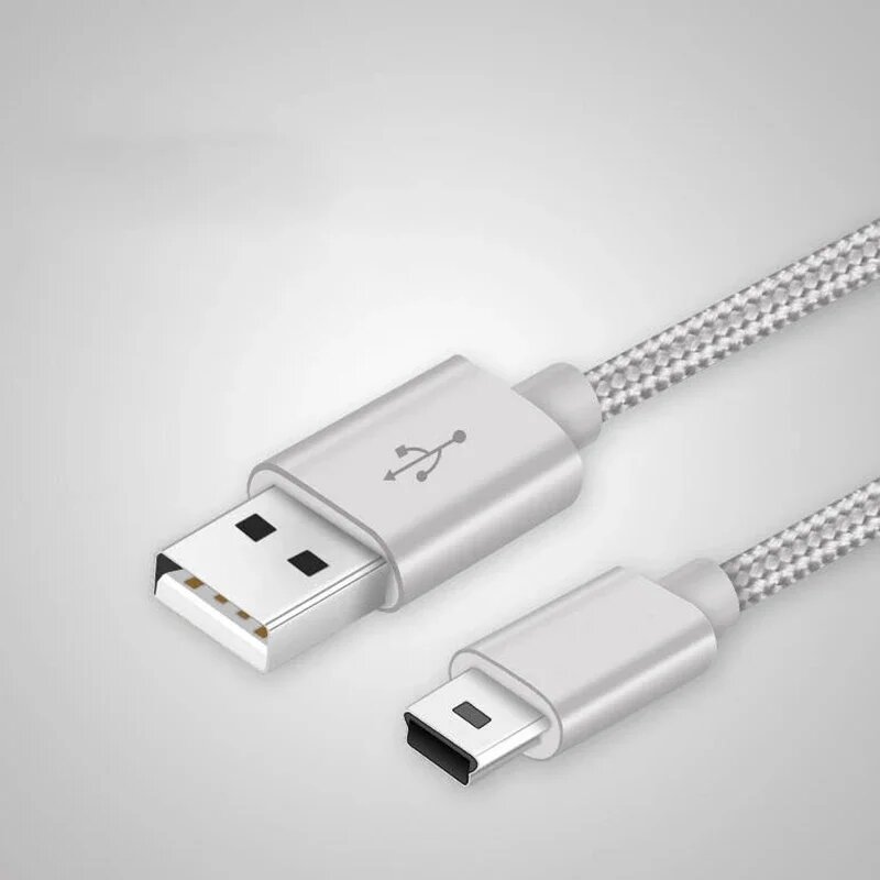 Дата-кабель Mini USB/USB, высокая скорость передачи данных и быстрая зарядка, для MP3/MP4-плееров, GPS, цифровой камеры, HDD 2 м, silver