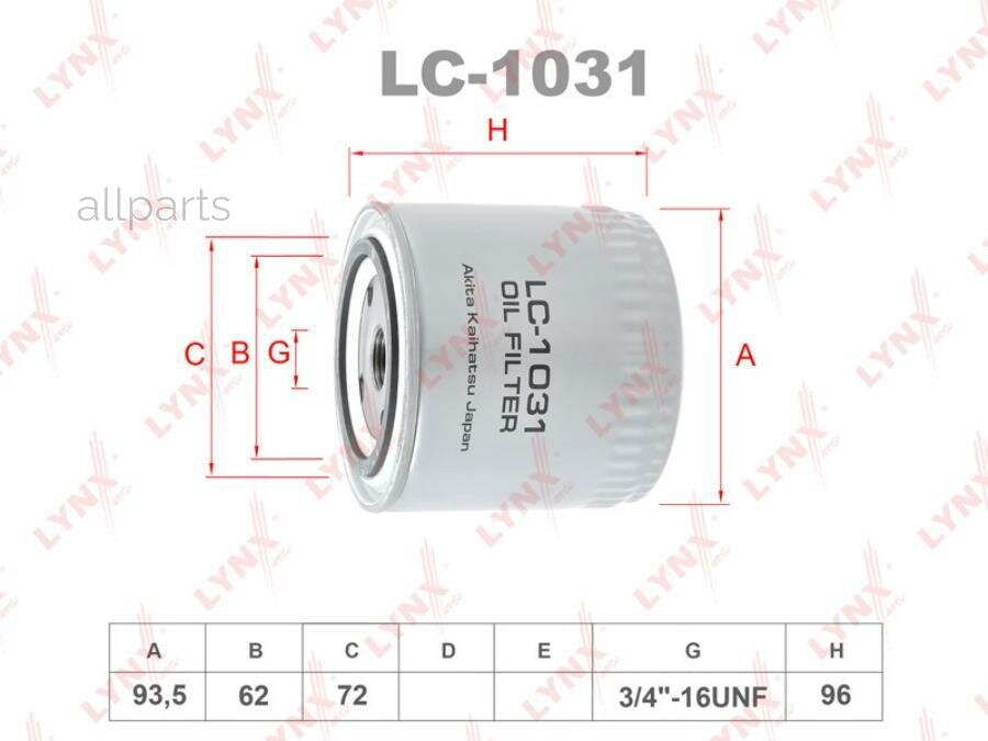 LYNXAUTO LC1031 Фильтр масляный LADA 2101-07/2110/NIVA 2121/2131