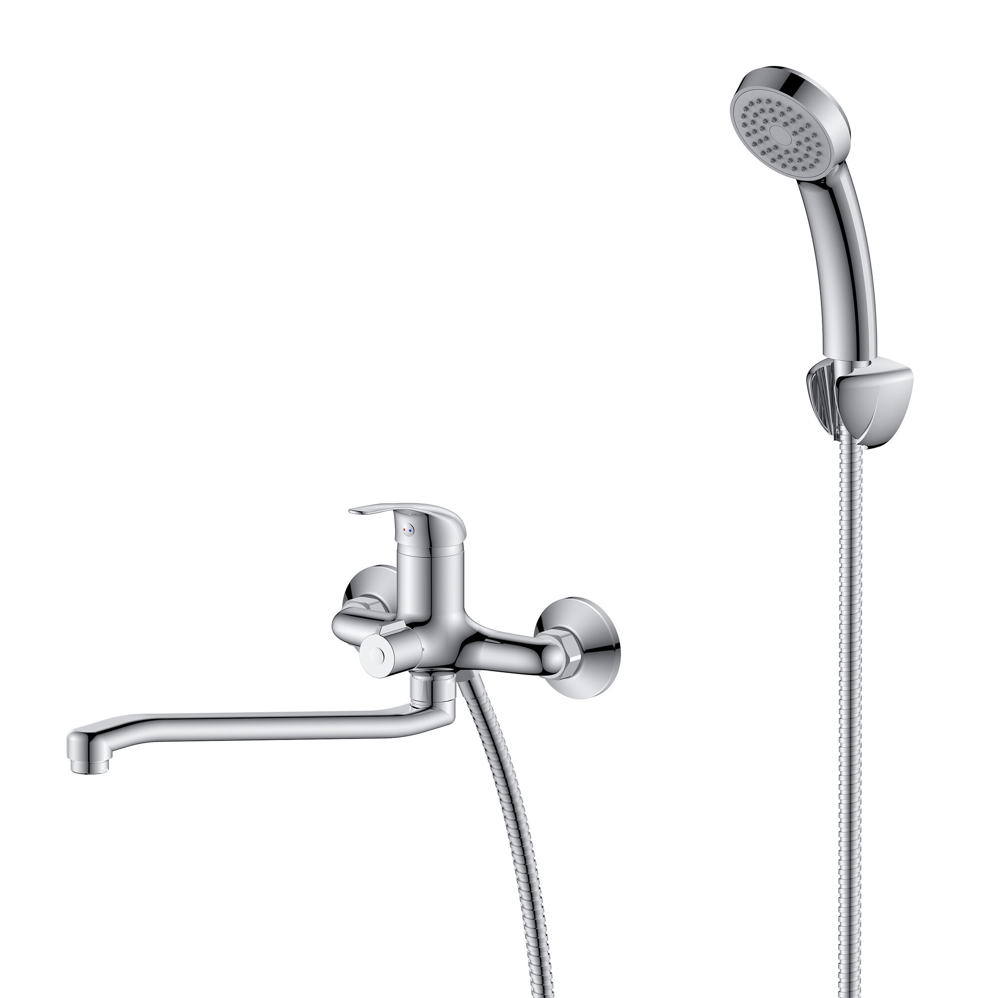 Смеситель для ванны Konsensa Мауро однорычажный универсальный с лейкой и шлангом цвет хром