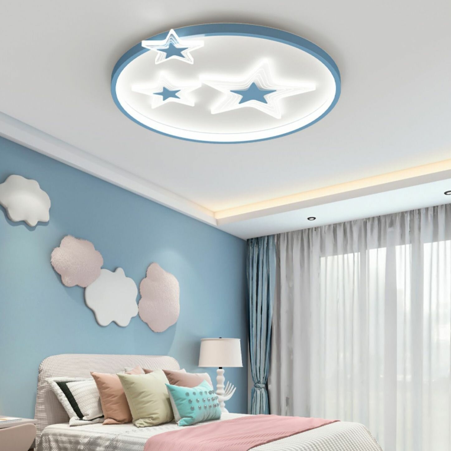 Лампы в детском стиле-Креативный потолочный светильник в форме голубой звезды-JC lighting