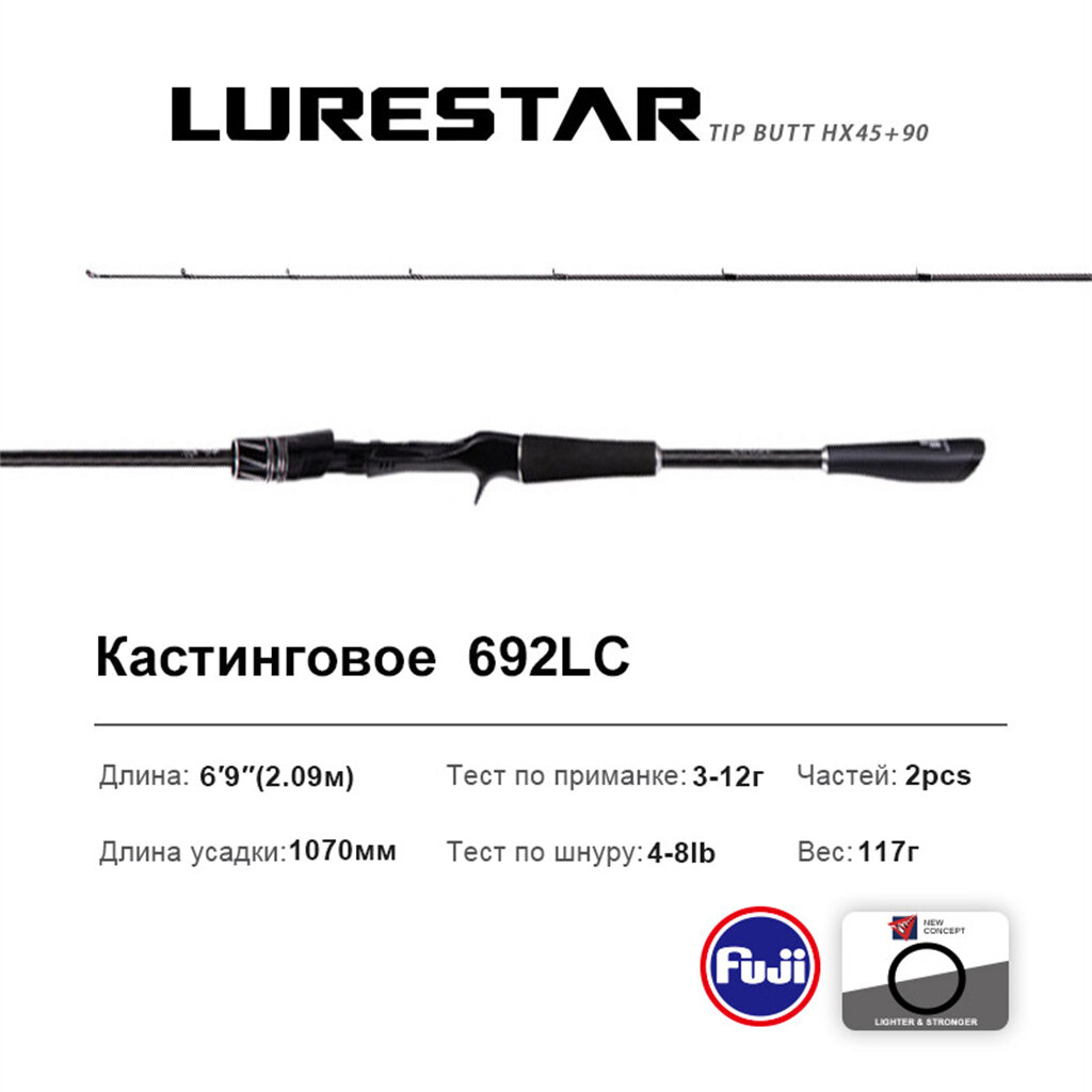 JIEKE-C692L Кастинг purelure JIEKE рабочая длина: 209см до 12гр — фото 1