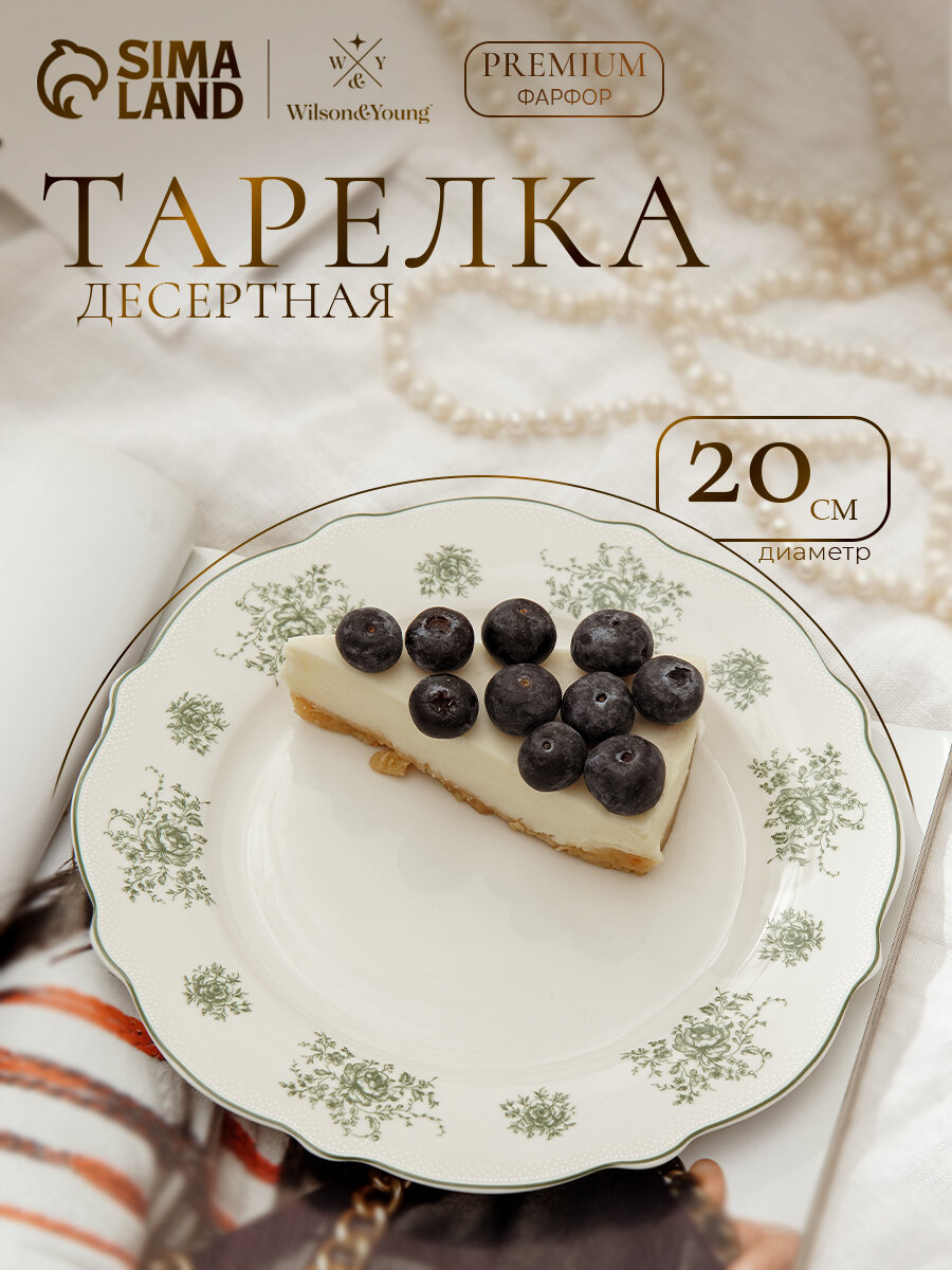 Тарелка Wilson&Young Emerald Essence, диаметр 20 см, материал: фарфор, цвет: белый