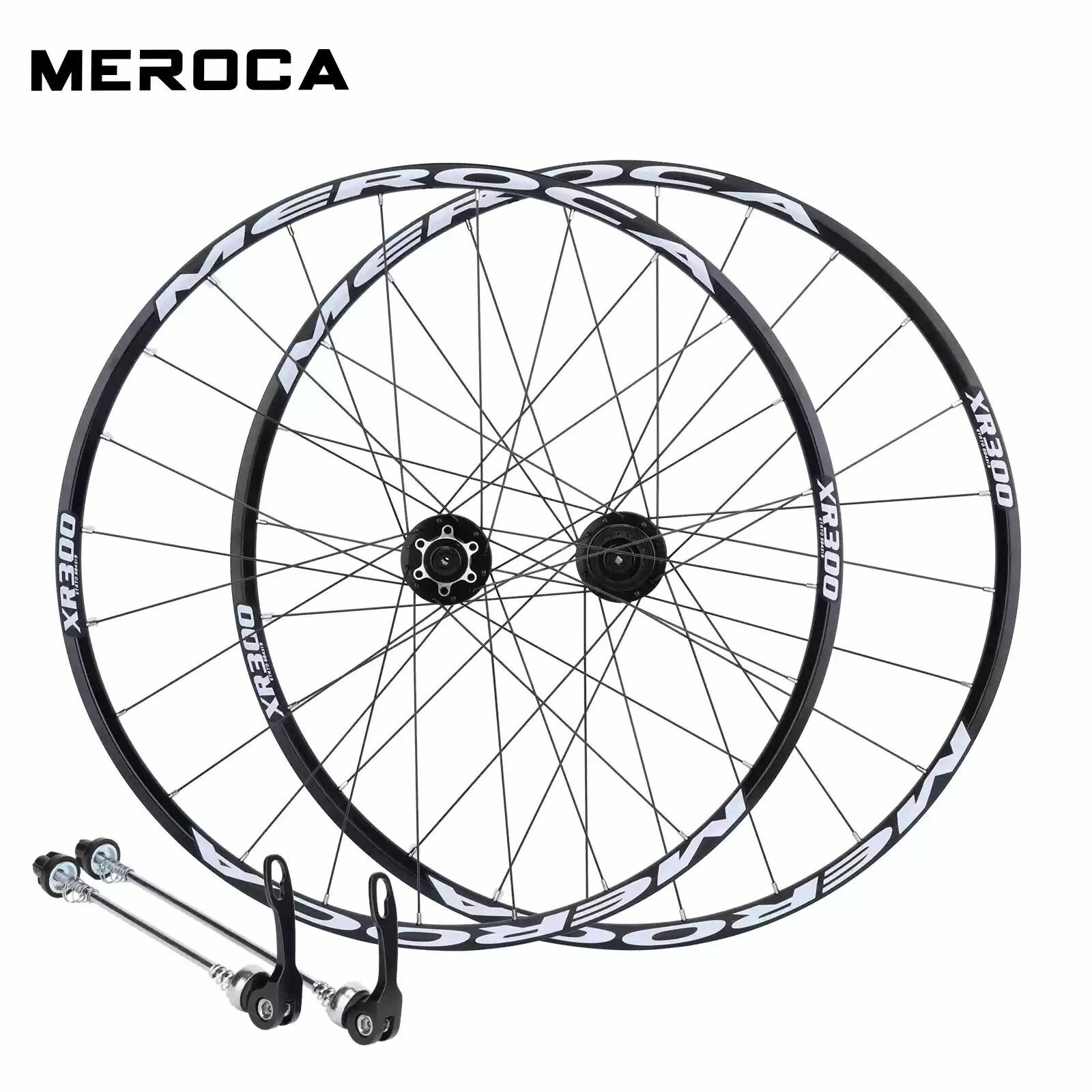 Колесная пара для горного велосипеда MEROCA ME-RC3, 2 передних и 5 задних подшипников, 6 шпилек, 32 отверстия, корпус HG Freehub, сверхлегкий дисковый тормоз (черный 27,5-дюймовый белый ярлык)