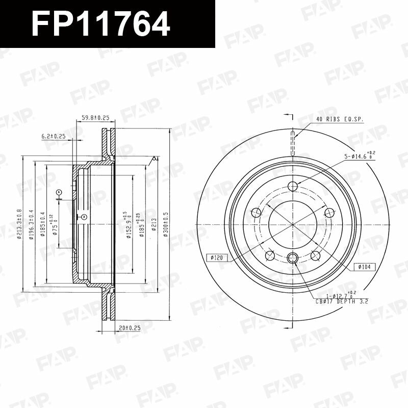 Диск тормозной задний Bmw 1 2 3 3 touring X1, Бмв 1 2 3 3 туринг X1; 34216764653