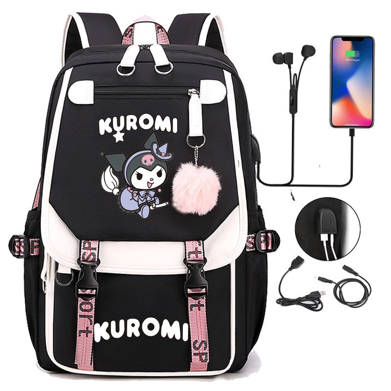 Рюкзак Hello Kitty, для девочки, с USB-портом, нейлон, 46х29х16 см