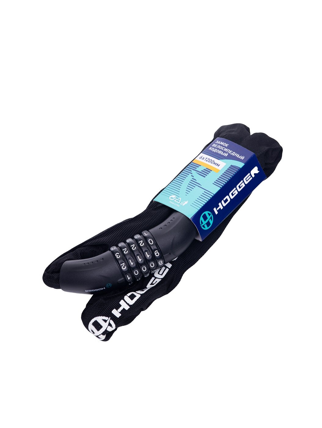 Велозамок Hogger, цепь 6*1200, код черный