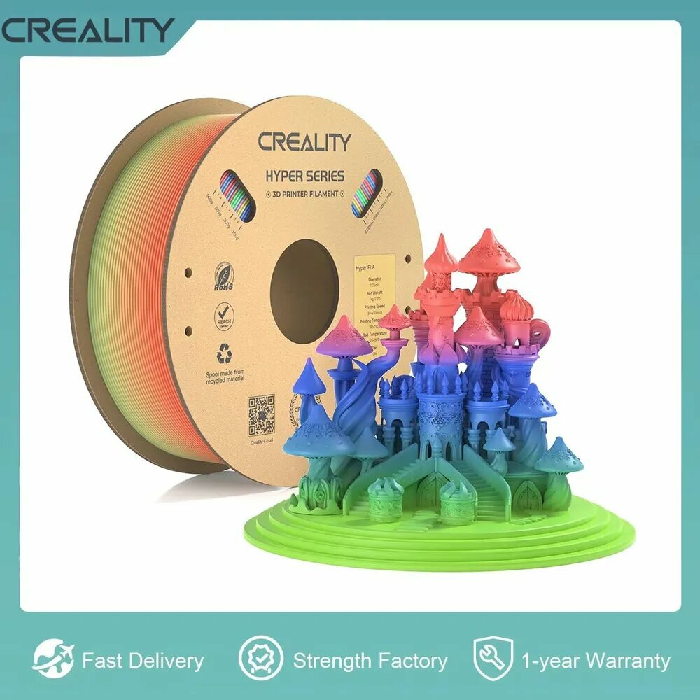 Creality 3D нетоксичный пластик Rainbow Hyper PLA 1,75 мм 1 кг нить для 3D-принтера (Wild bloom-S)