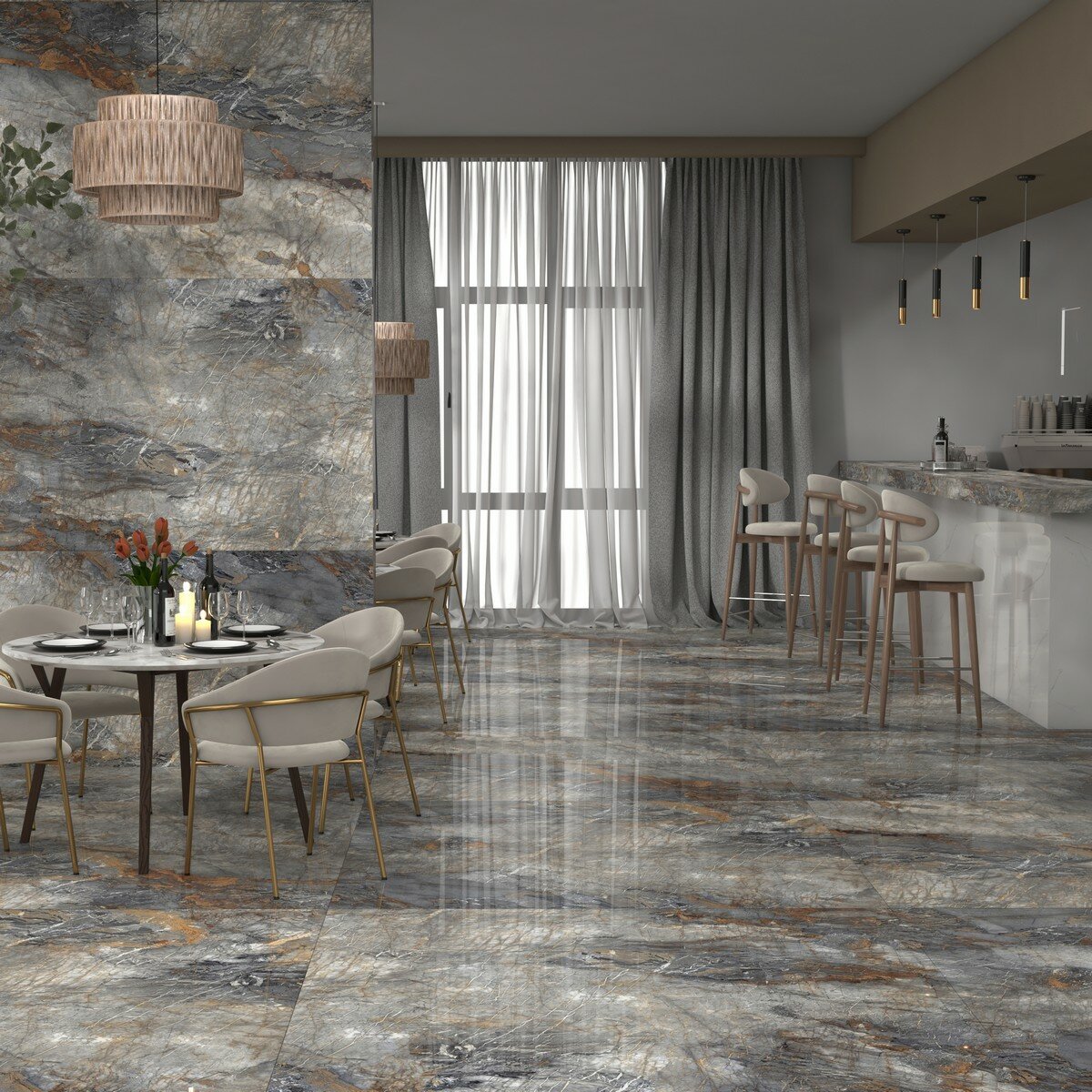 Керамогранит Neodom Explosion Blue Polished 120x180 N20570 под камень Глазурованная, Износостойкая, Крупный формат, Морозостойкая, морозостойкая