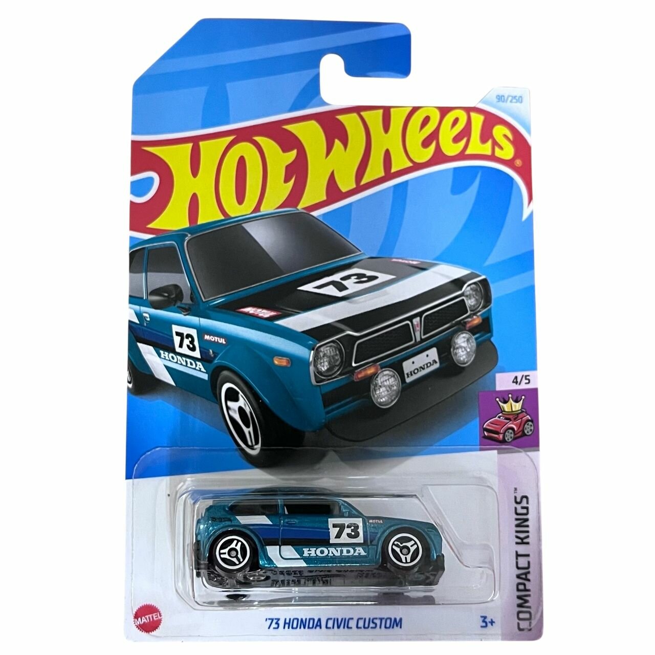Машинка Hot Wheels металлическая в масштаб 1:64 '73 HONDA CIVIC CUSTOM (Темно-бирюзовый)