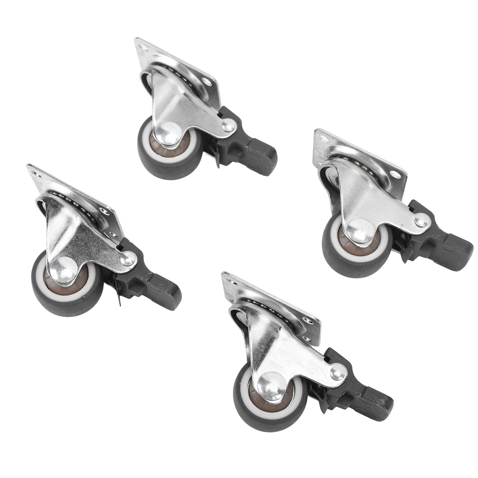Шт. маленькие роликовые колеса диаметром 1 дюйм, стальные резиновые вращающиеся ролики с тормозной пластиной с 16 винтами для мебели